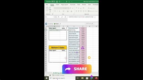 Find Top 5 And Bottom 5 Values In Excel Using Filter Function In Excel
