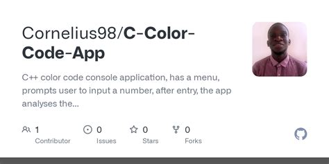 Github Cornelius98c Color Code App C Color Code Console Application Has A Menu Prompts