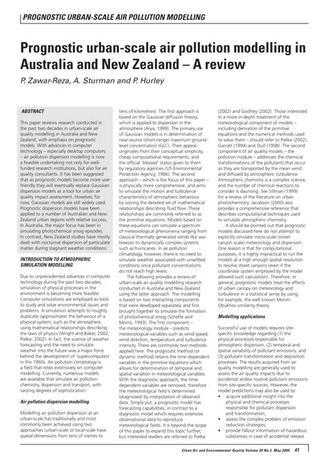 Pdf Prognostic Urban Scale Air Pollution Modelling In Australia And New Zealand
