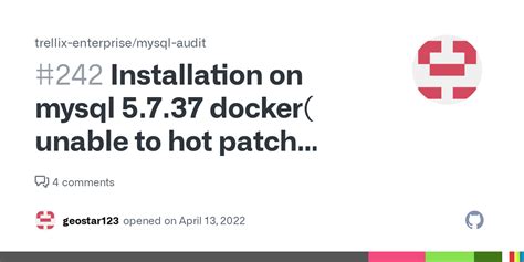 Installation On Mysql 5737 Docker Unable To Hot Patch Sendresulttoclient 0x561c36fc7b90