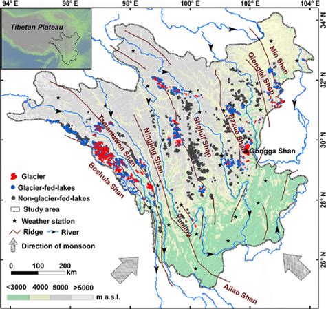 Spatial Distribution Of Glaciers Glacial Lakes And Terrain Of Download Scientific Diagram