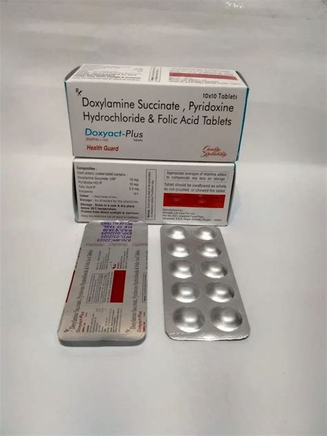 Doxylamine Succinate Usp 10 Mg Pyridoxine Hcl Ip 10 Mg Folic Acid Ip2 5 Mg At Rs 590 Box