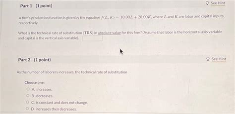 solved a firm s production function is given by the equation