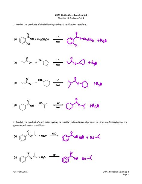 Ch 15 Problem Set 2 © S Yekta 2021 Chm 124 Problem Set Ch 15 Page