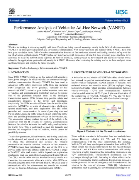 Pdf Performance Analysis Of Vehicular Ad Hoc Network Vanet