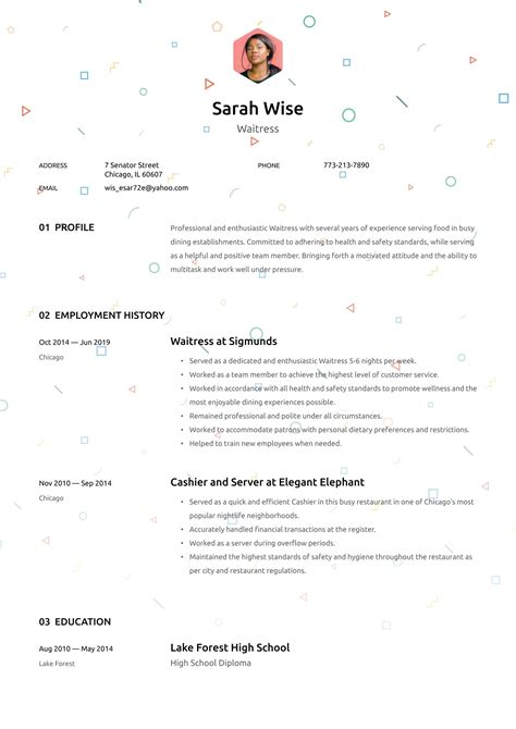 Waitress Resume Examples