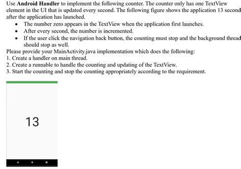 use android handler to implement the following