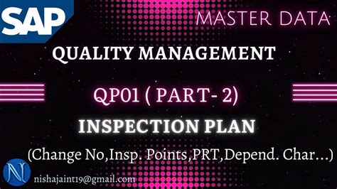 Sap Qm Inspection Plan Part 2 Qp01 Qm Master Data Sap Quality Management Sapqm Sappp