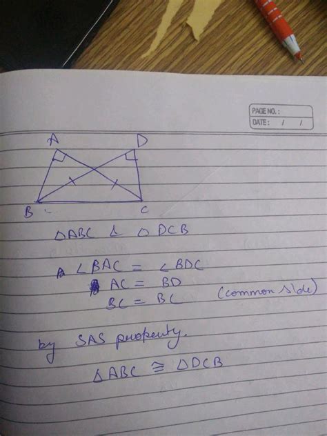 e in the given figure triangles abc and dcb are right angled a and d