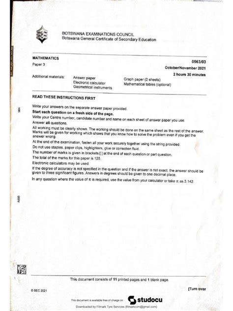 Paper 3 Maths Bgcse Pdf