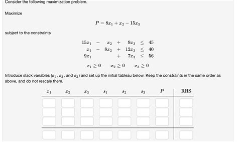 solved consider the following maximization