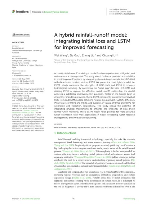 pdf a hybrid rainfall runoff model integrating initial loss and lstm