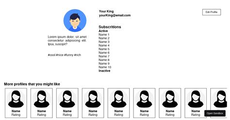 profile jsx codesandbox
