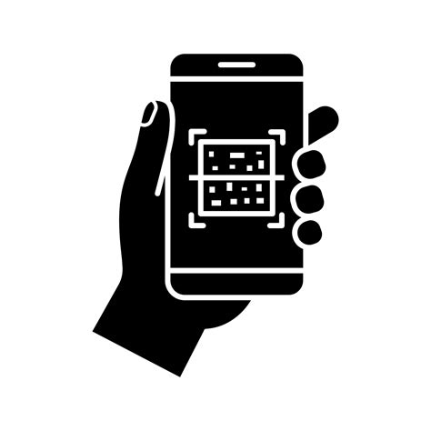 Qr Code Smartphone Scanner Glyph Icon Silhouette Symbol Quick Response Code Matrix Barcode