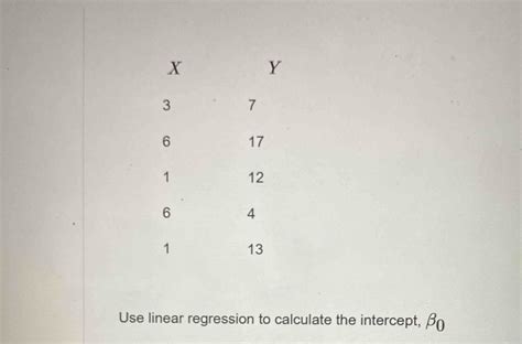 solved use linear regression to calculate the intercept beta 0