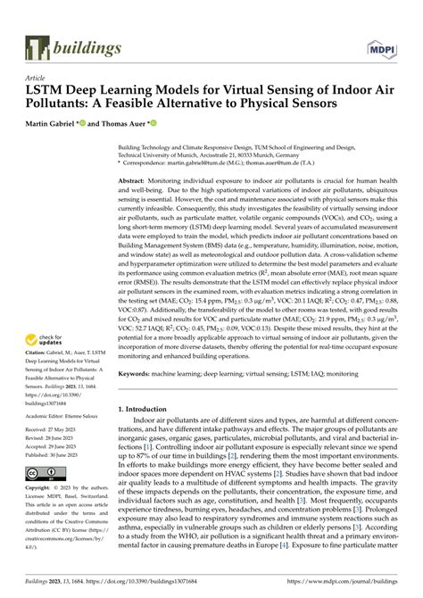 Pdf Lstm Deep Learning Models For Virtual Sensing Of Indoor Air