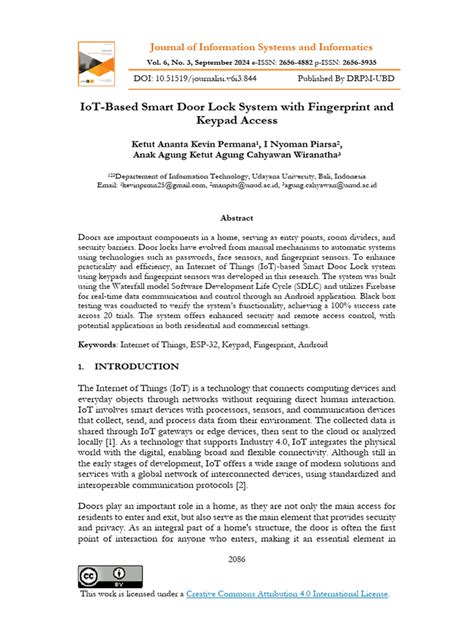 Iot Based Smart Door Lock System With Fingerprint And Pdf Internet