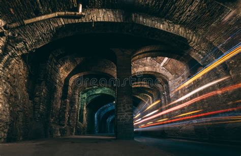 Street Underground Stone Tunnel With Arched Vaults Building Historic