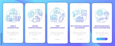 Startup Launch Steps Gradient Onboarding Mobile App Page Screen Starting Business Walkthrough 5
