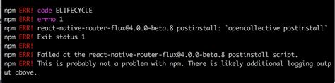 Failed At The React Native Router Flux400 Beta7 Postinstall Script