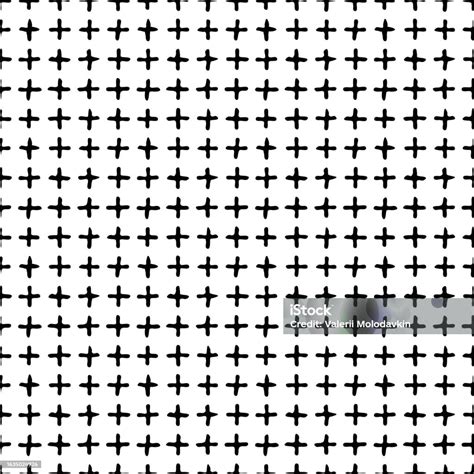 Seamless Pattern Crosses Arranged In A Grid Hand Drawn Stock