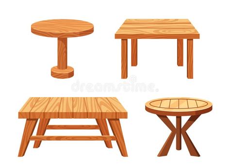 Vector Set Of Wooden Tables Timeless And Sturdy They Serve Both