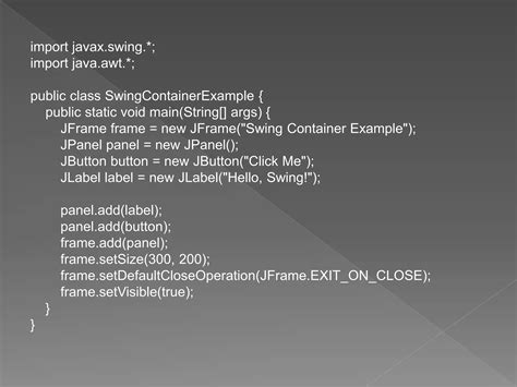 Swing Using Java With Various Components Pptx