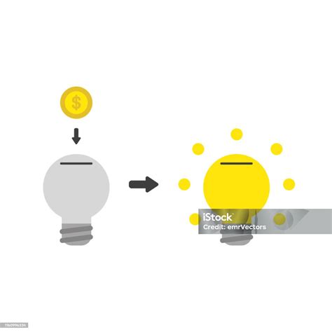달러 동전과 빛나는 전구 머니 박스 구멍의 벡터 아이콘 개념 0명에 대한 스톡 벡터 아트 및 기타 이미지 0명 개념 경제 Istock