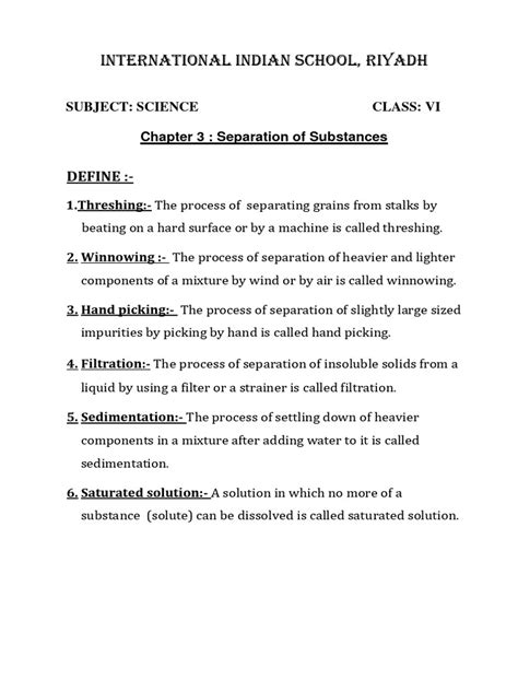 Science Chapter 3 All Notes Pdf Filtration Mixture