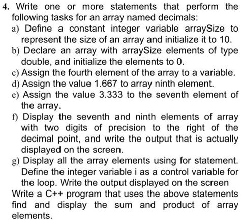 Solved Write One Or More Statements That Perform The Following Tasks