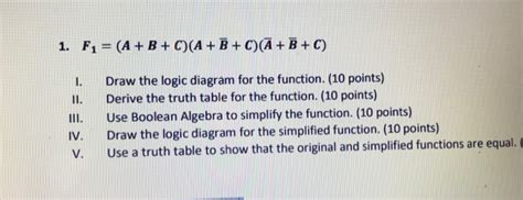solved 1 f a b c a b c a b c i draw the logic