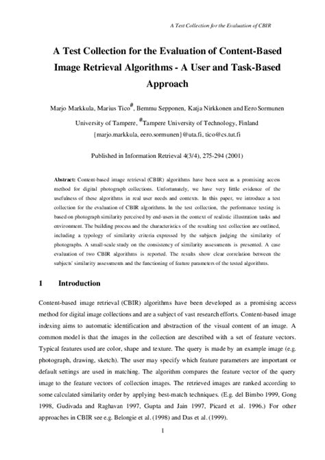 pdf a test collection for the evaluation of content based image