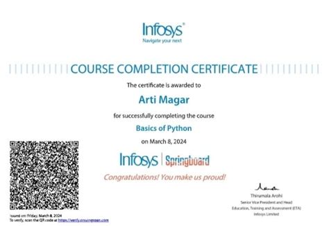 arti magar on linkedin infosis springboard pythonprogramming