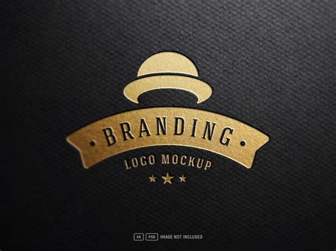 Premium Psd Luxury Gold Foil Debossed Logo Mockup On Textured Black Paper