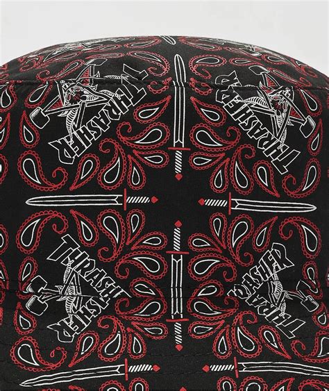 Thrasher Bandana Bucket Hat Blackred The Nines