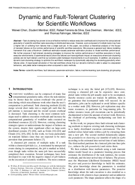 Pdf Dynamic And Fault Tolerant Clustering For Scientific Workflows