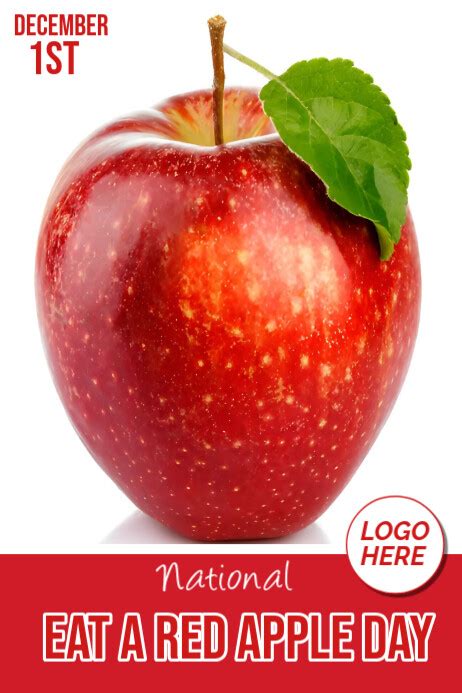 White National Eat A Red Apple Day Poster Template Postermywall