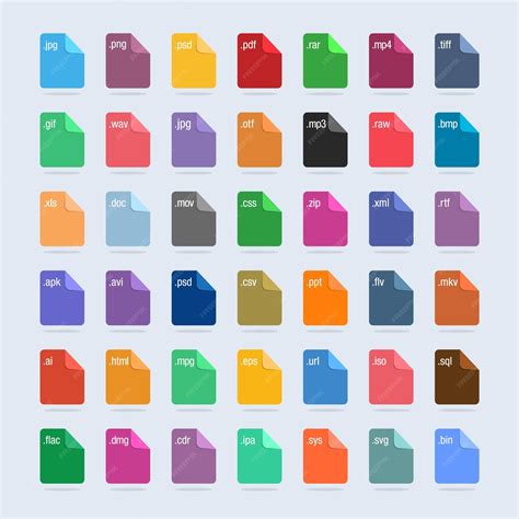 Ensemble Dicônes De Formats De Fichiers De Documents Et Détiquettes