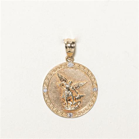 Diamond St Michael Pendant 0 02ctw