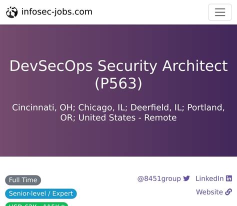 [hiring] devsecops security architect p563 remote r infosec jobs