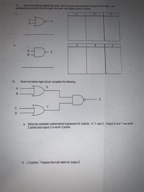 solved 12 given the following dig tal logic gate name the