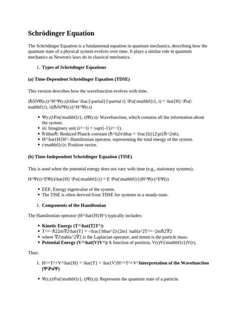 Quanrum Notesedited Pdf Schrödinger Equation Hamiltonian