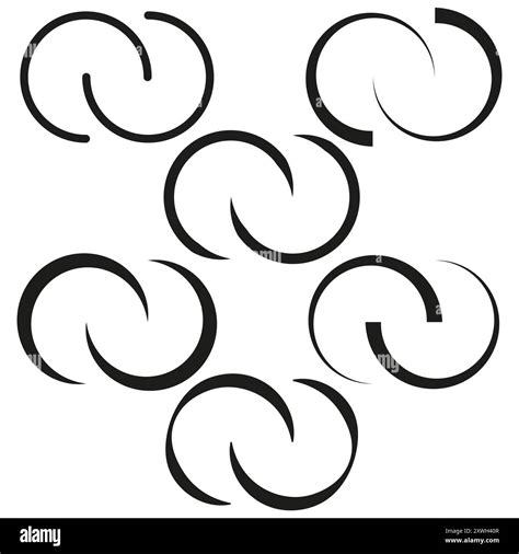 Abstract Circular Icons Rotational Loop Shapes Black Swirl Elements Vector Geometric Symbols