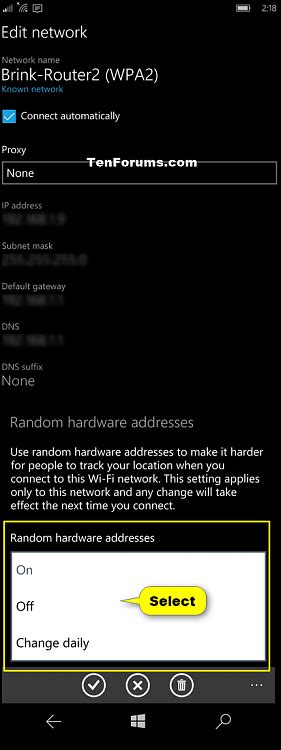 Wi Fi Random Hardware Addresses Turn On Or Off In Windows Mobile Tutorials