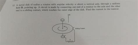 Solved A Metal Disk Of Radius A Rotates With Angular Chegg