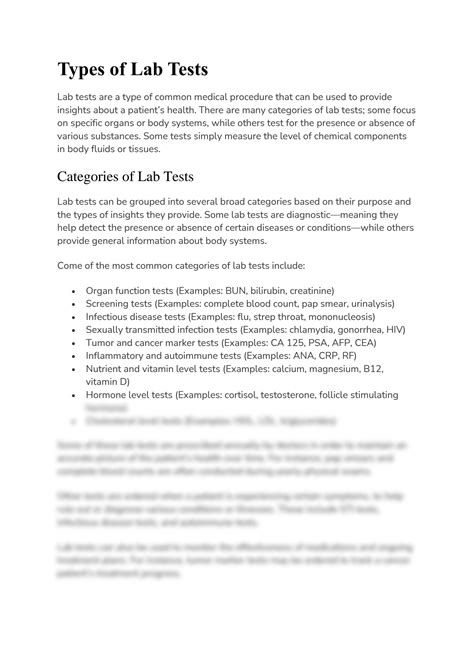 SOLUTION Types Of Lab Tests Studypool