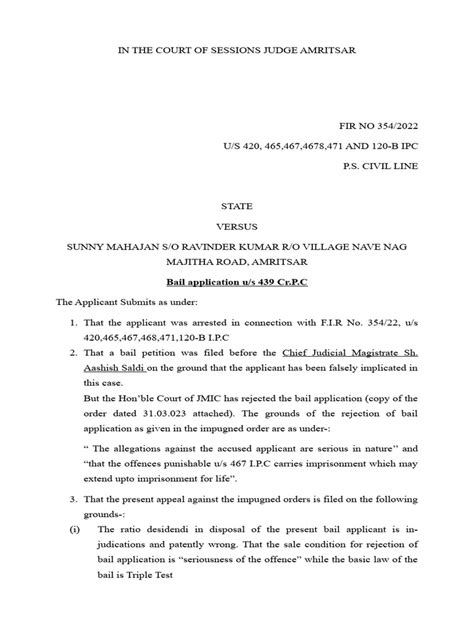 Bail Application Pdf