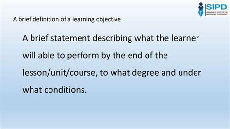 Set Clear Learning Objectives Ppt