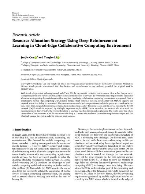 Pdf Resource Allocation Strategy Using Deep Reinforcement Learning In