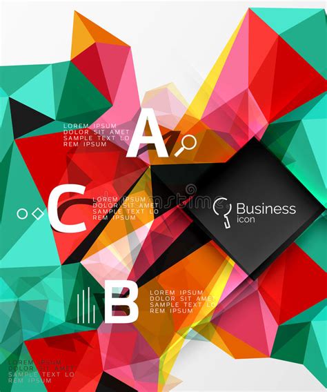 Polygonal Triangle Abstract Background With Infographics Stock Vector Illustration Of Graphic